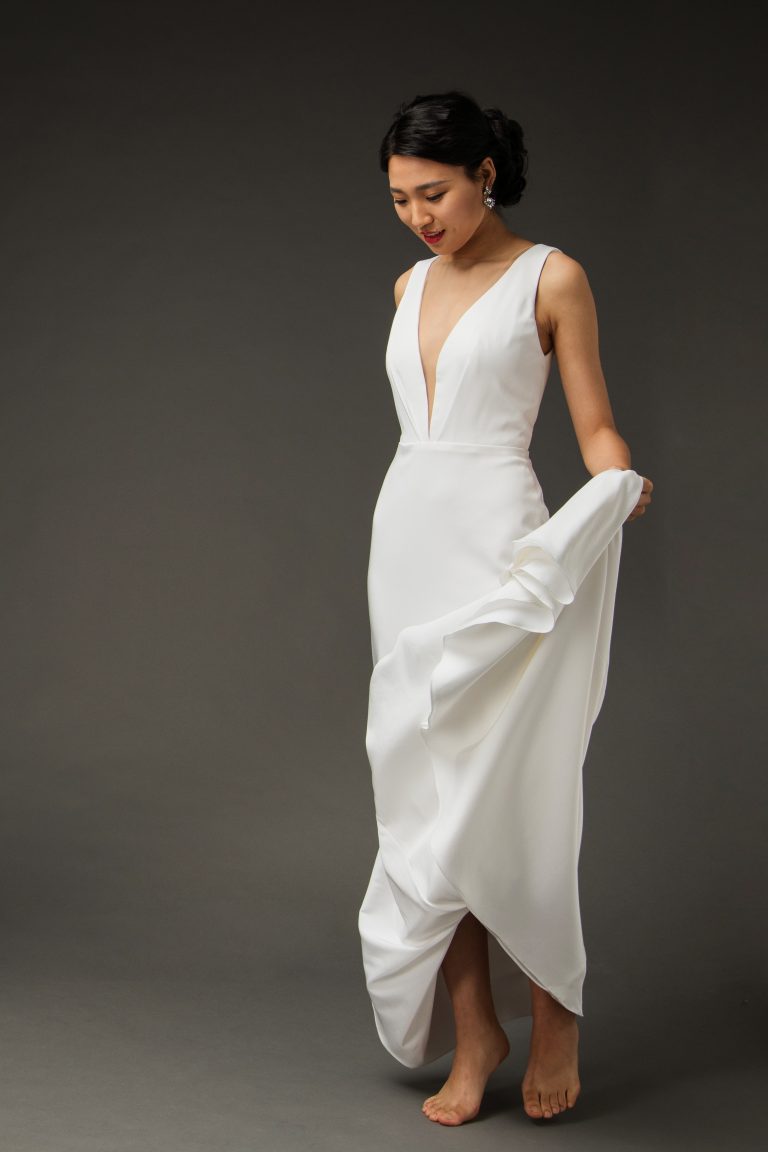 Tabitha | Deep-V Cut Wedding Dress with Illusion Neckline