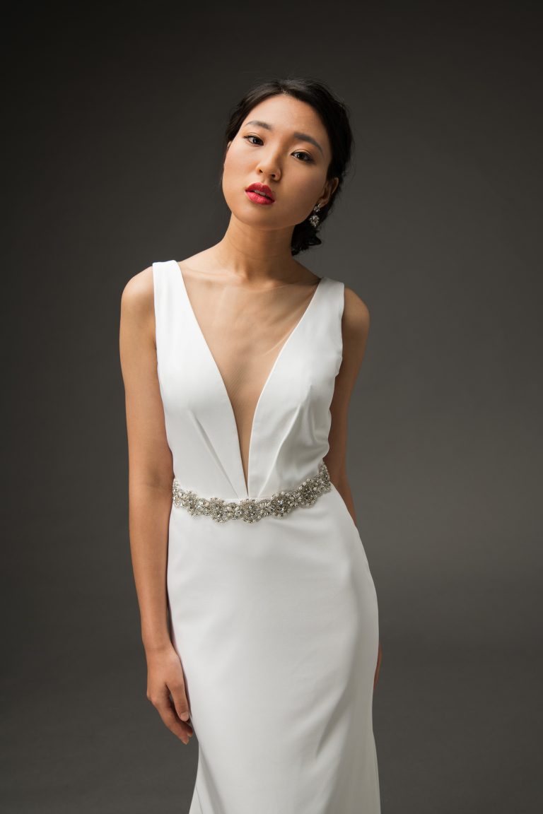 Tabitha | Deep-V Cut Wedding Dress with Illusion Neckline