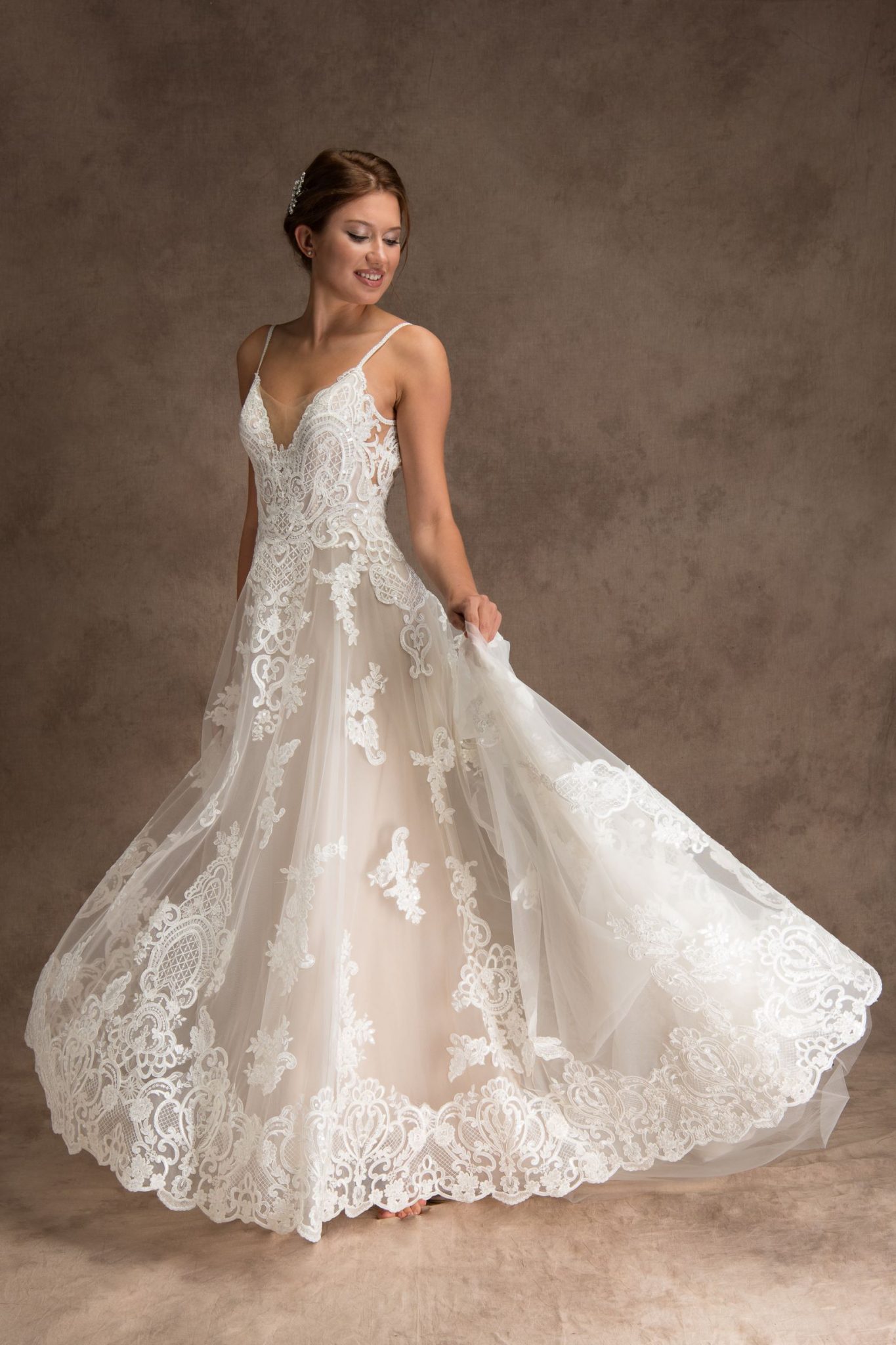 Nia | Floral Lace Ball Gown Wedding Dress | Grace + Ivory