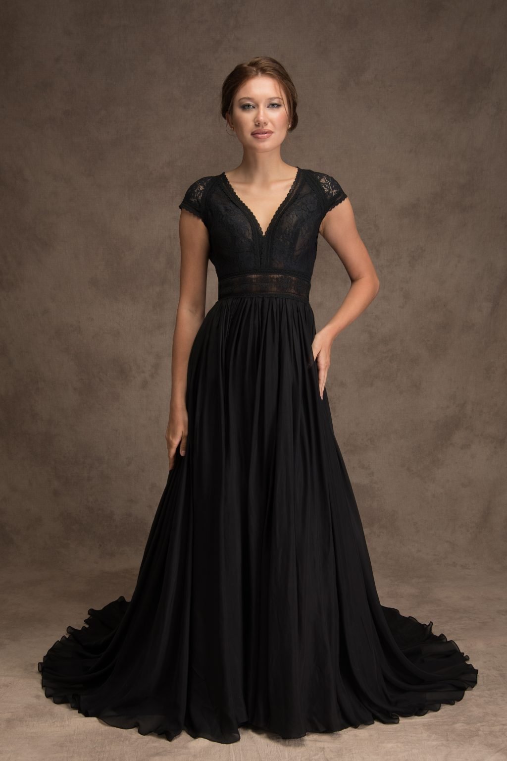 Sloane Dress | Short Sleeve Silk Lace Wedding Dress Try At Home