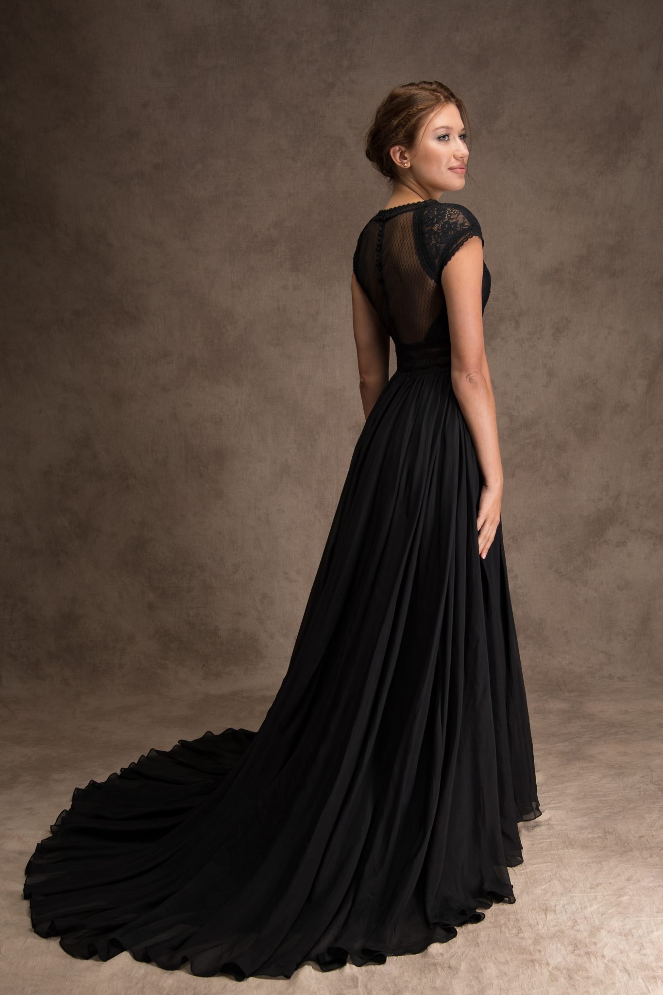 Sloane Dress | Short Sleeve Silk Lace Wedding Dress Try At Home